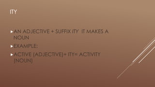 Adjectives to nouns | PPTX
