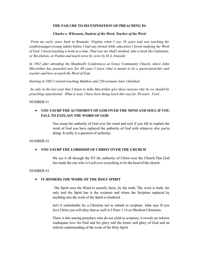 Expositional preaching 19 outline | PDF