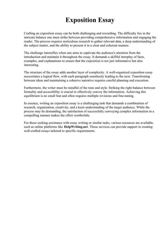 Exposition Essay. Clover Park Technical College | PDF