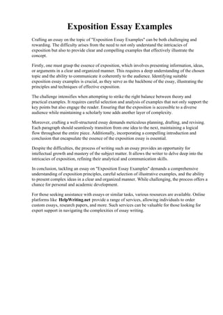 Exposition Essay Examples. Exposition Writing Assessment Task English ...