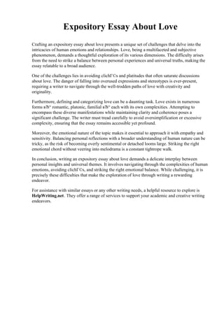 Expository Essay About Love. Everest College | PDF
