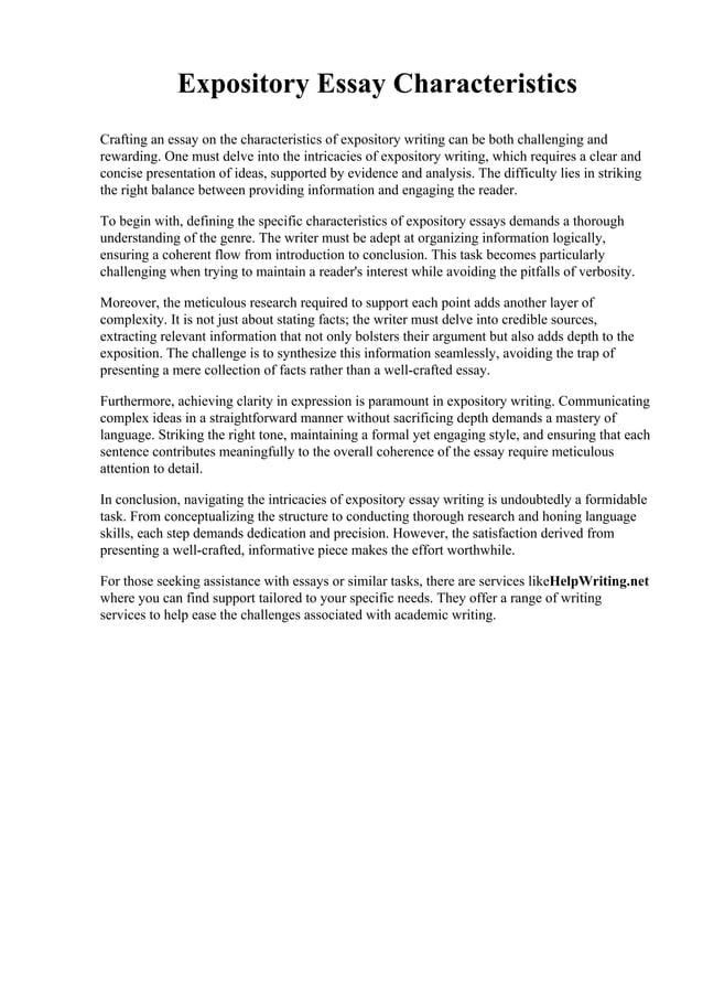 Expository Essay Characteristics. Bryan College | PDF