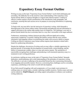 Expository Essay Format Outline | PDF