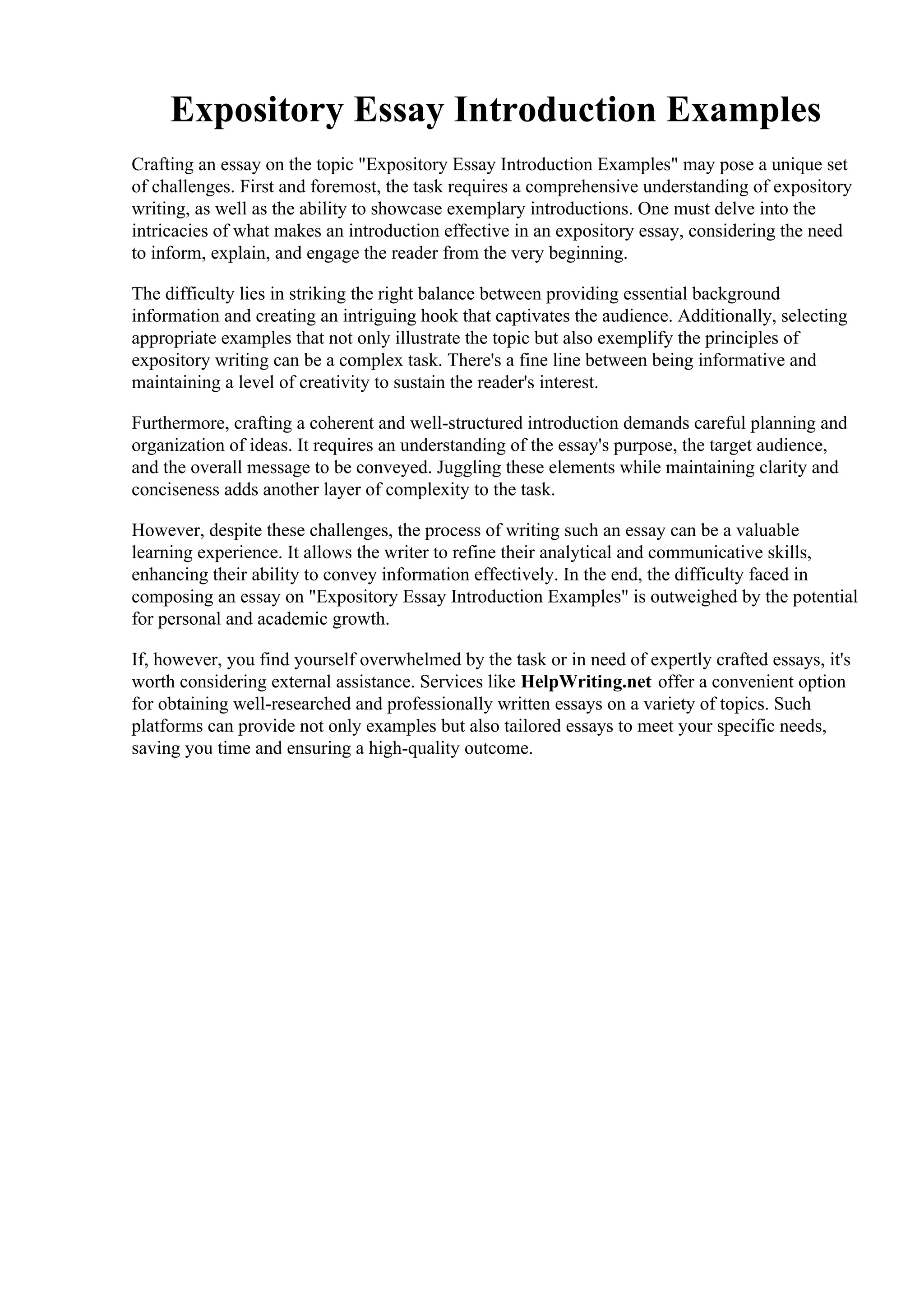 Expository Essay Introduction Examples | PDF | Outdoor Attractions ...