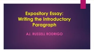 Expository essay introductory paragraph | PDF