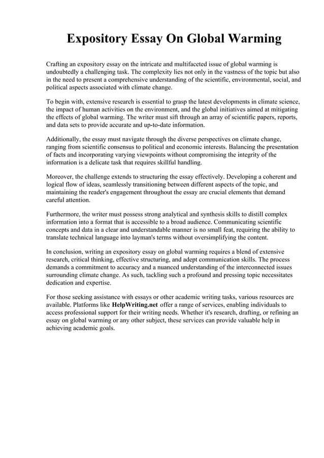 Expository Essay On Global Warming | PDF