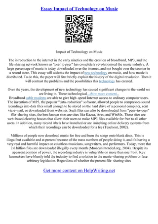 Expository Essay On Music | PDF