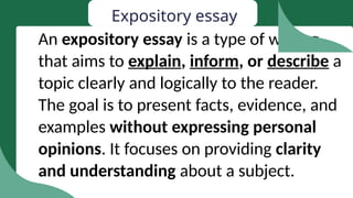 EXPOSITORY ESSAY PPT.pptx essay ppt english 8 | PPTX