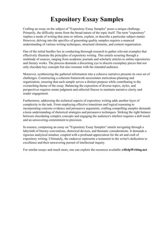 Expository Essay Samples. What Is an Expository Essay? Examples and ...