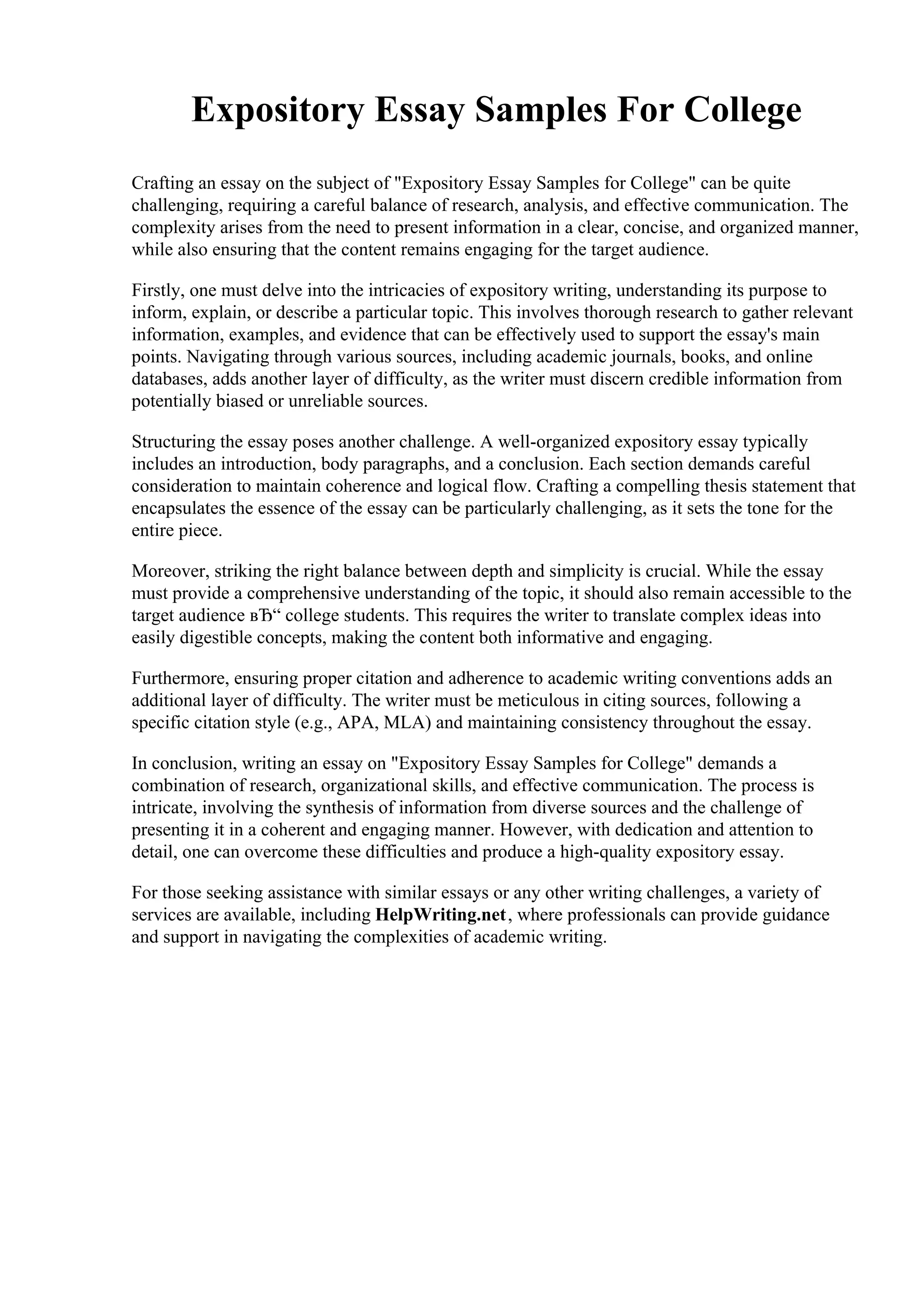 Expository Essay Samples For College.pdf