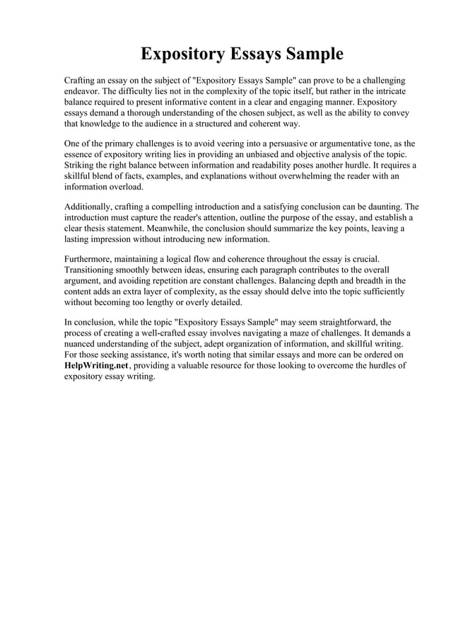 Expository Essays Sample. Expository essay | PDF