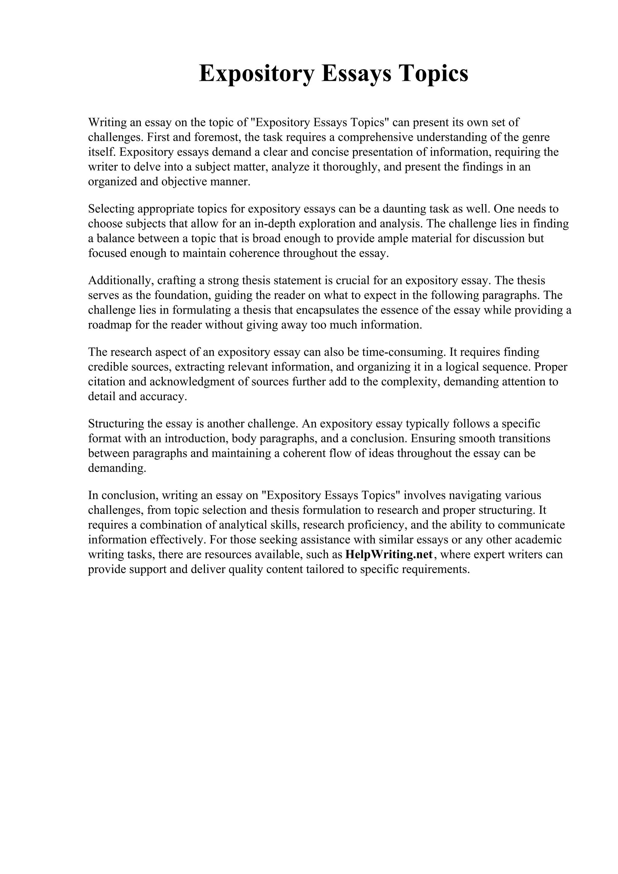 Expository Essays Topics | PDF