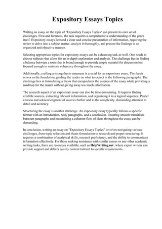 Expository Essays Topics | PDF