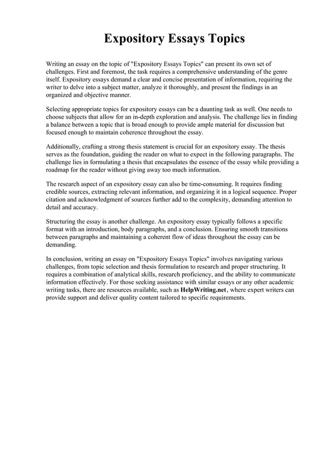 Expository Essays Topics | PDF