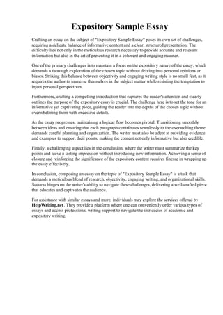 Expository Sample Essay. How to Write an Expository Essay Step by Step ...