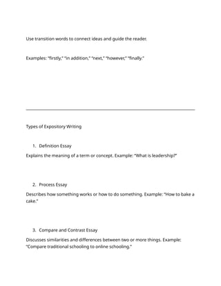 Expository Writing English notes grade 11 | DOCX