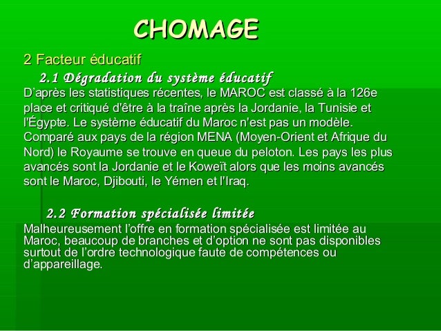 Exposé sur le chômage au maroc