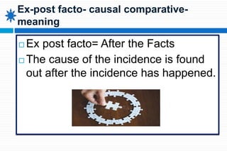 Ex post facto research (causal comparative) by Dr. Neha Deo | PPT