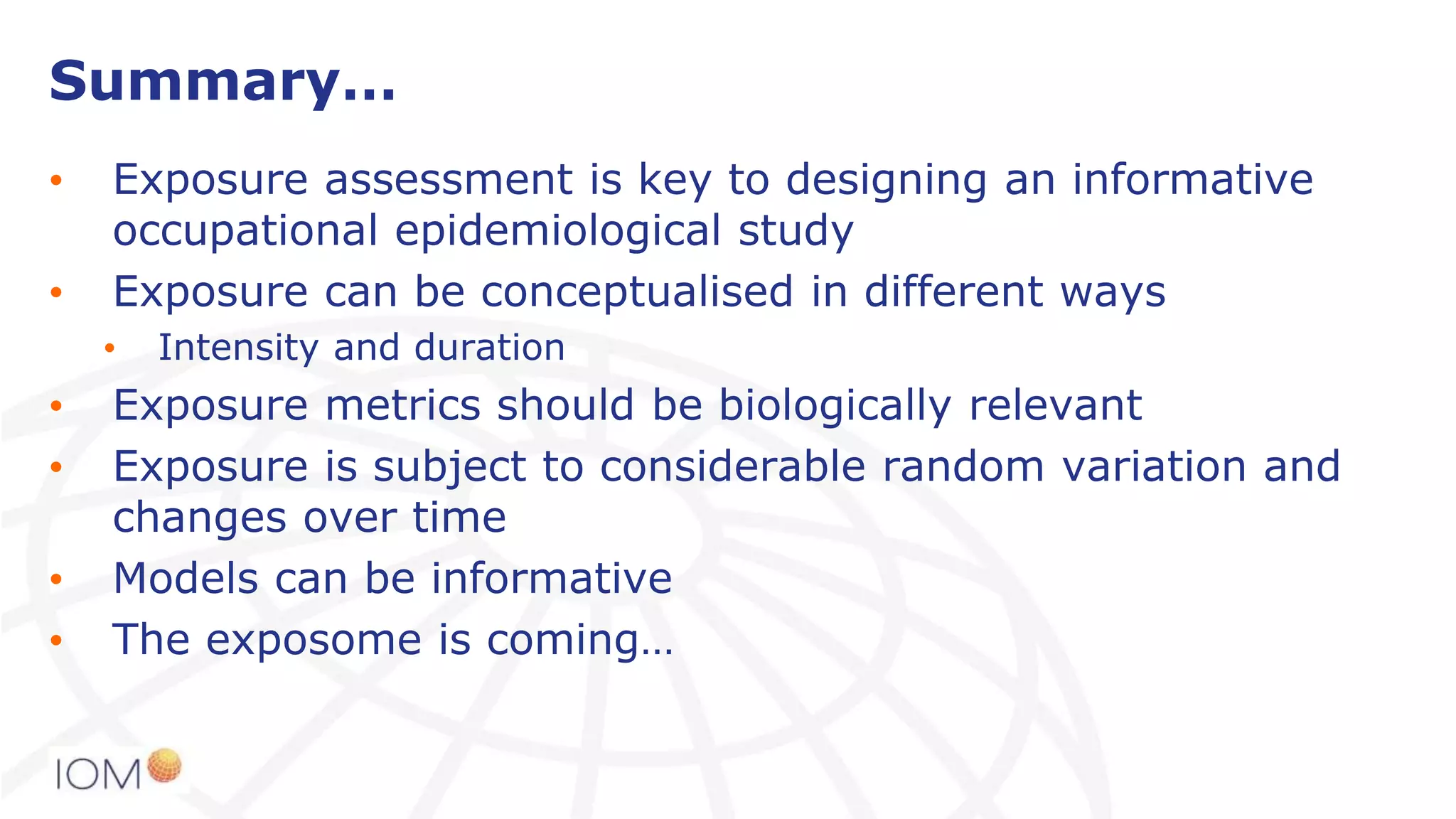 Exposure assessment for occupational epidemiology part 1 | PPTX