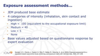 Exposure assessment for occupational epidemiology part 2 | PPTX