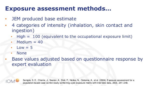 Exposure assessment for occupational epidemiology part 2