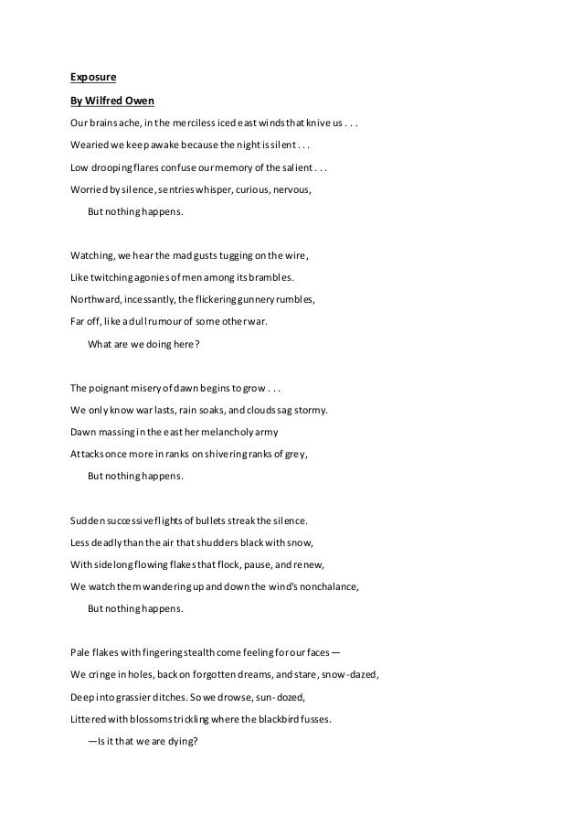 Lesson 2 Handout - Exposure by Wilfred Owen