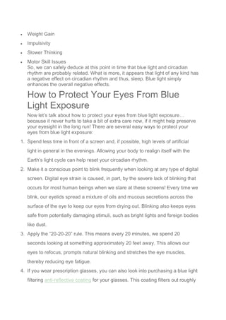 Exposure to Blue Light and Eyes0ight Health. | PDF