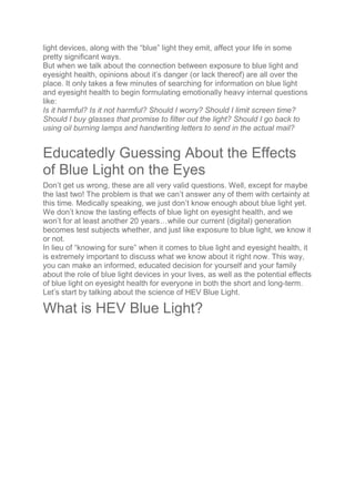Exposure to Blue Light and Eyes0ight Health. | PDF