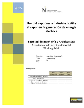 Uso Del Vapor En La Industria Textil Y El Vapor En La Generación De