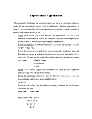 Expresiones Algebraicas | DOCX