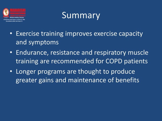 Exercise prescription in COPD | PPTX | Physical Therapy | Wellness