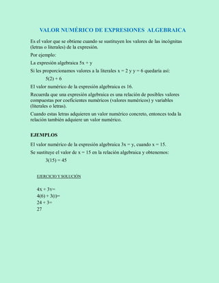 Expresiones algebraica | PDF