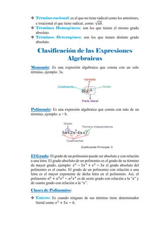 Expresiones algebraicas | PDF