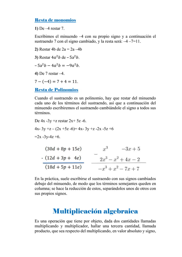 Expresiones algebraicas | PDF