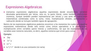 Expresiones algebraicas | PPT