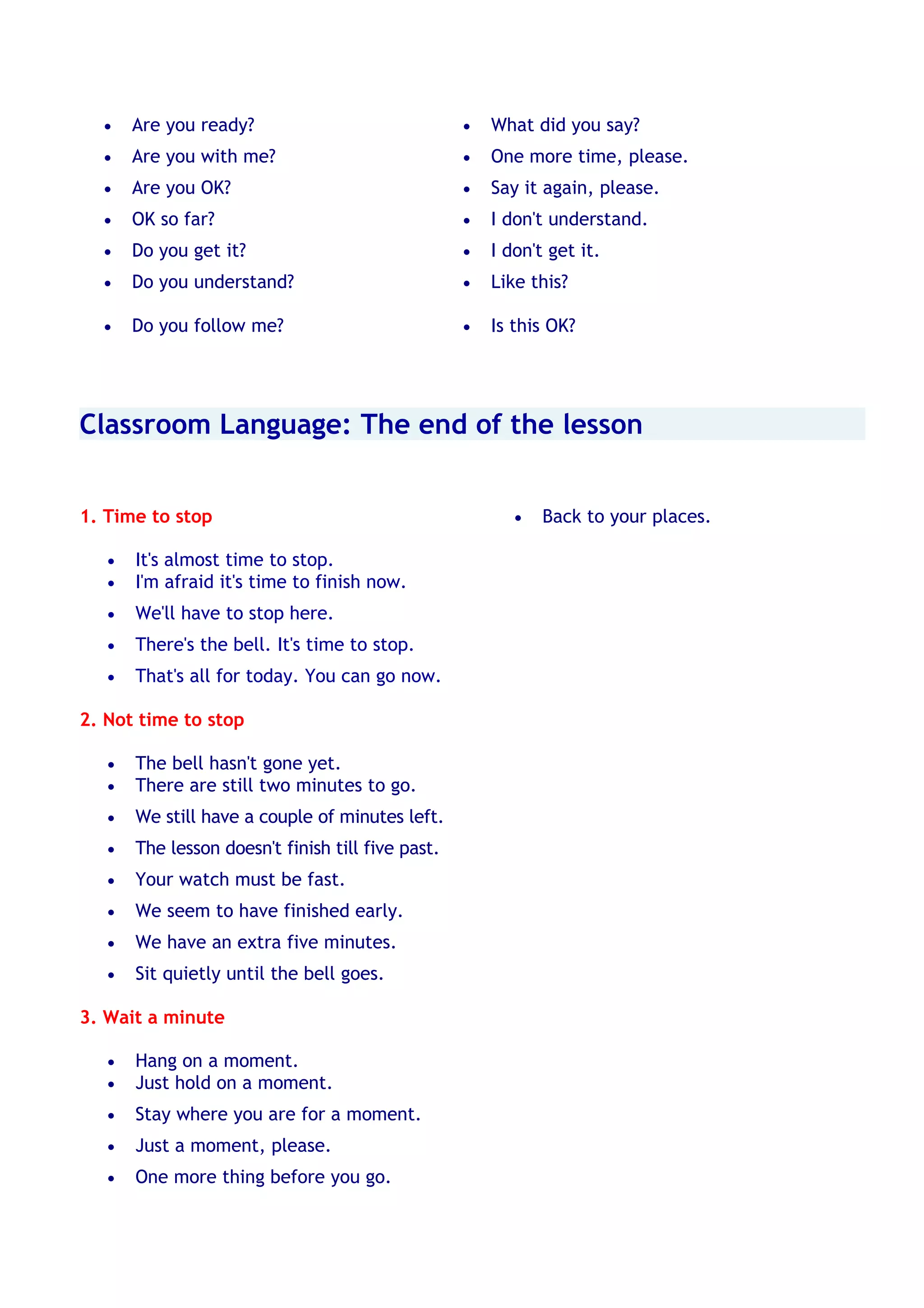 Expresiones para el aula | DOC