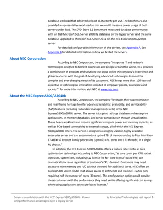 Server consolidation with the NEC Express5800/A2040b: Power and performance advantages over a ...