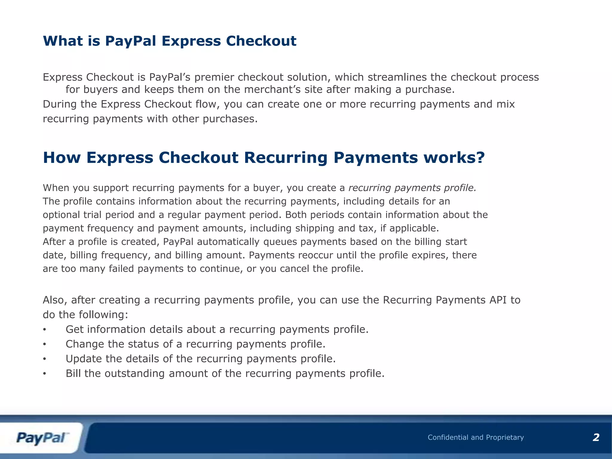 Express checkout recurring payments | PPTX