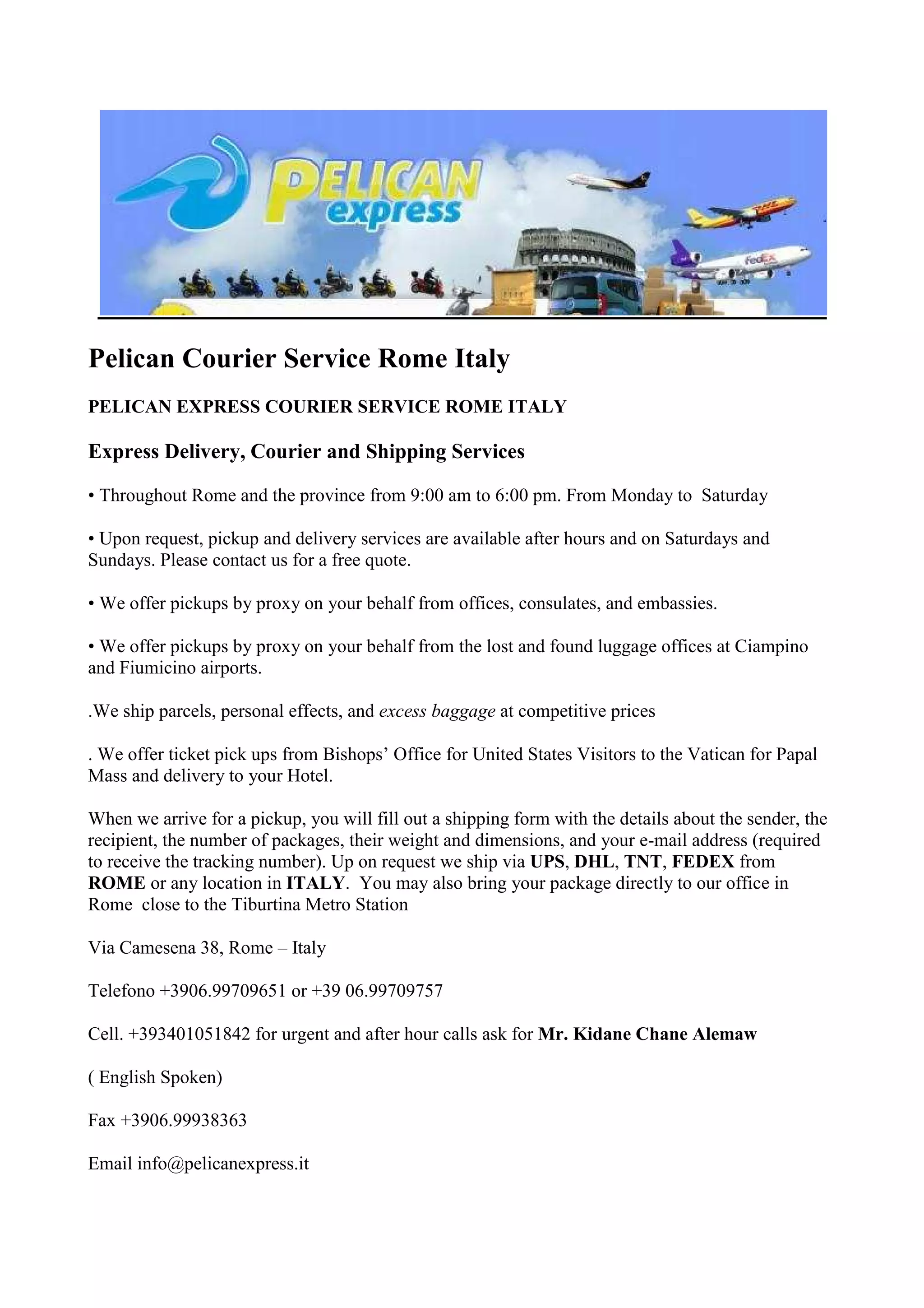 Pelican Express courier italy | PDF