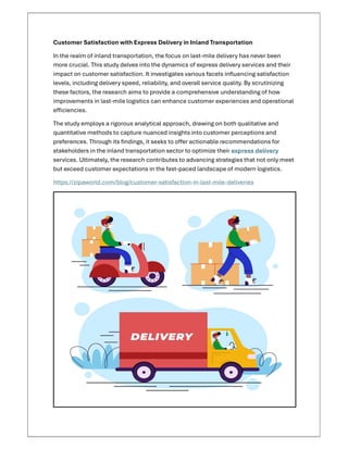 Customer Satisfaction with Express Delivery in Inland Transportation | PDF