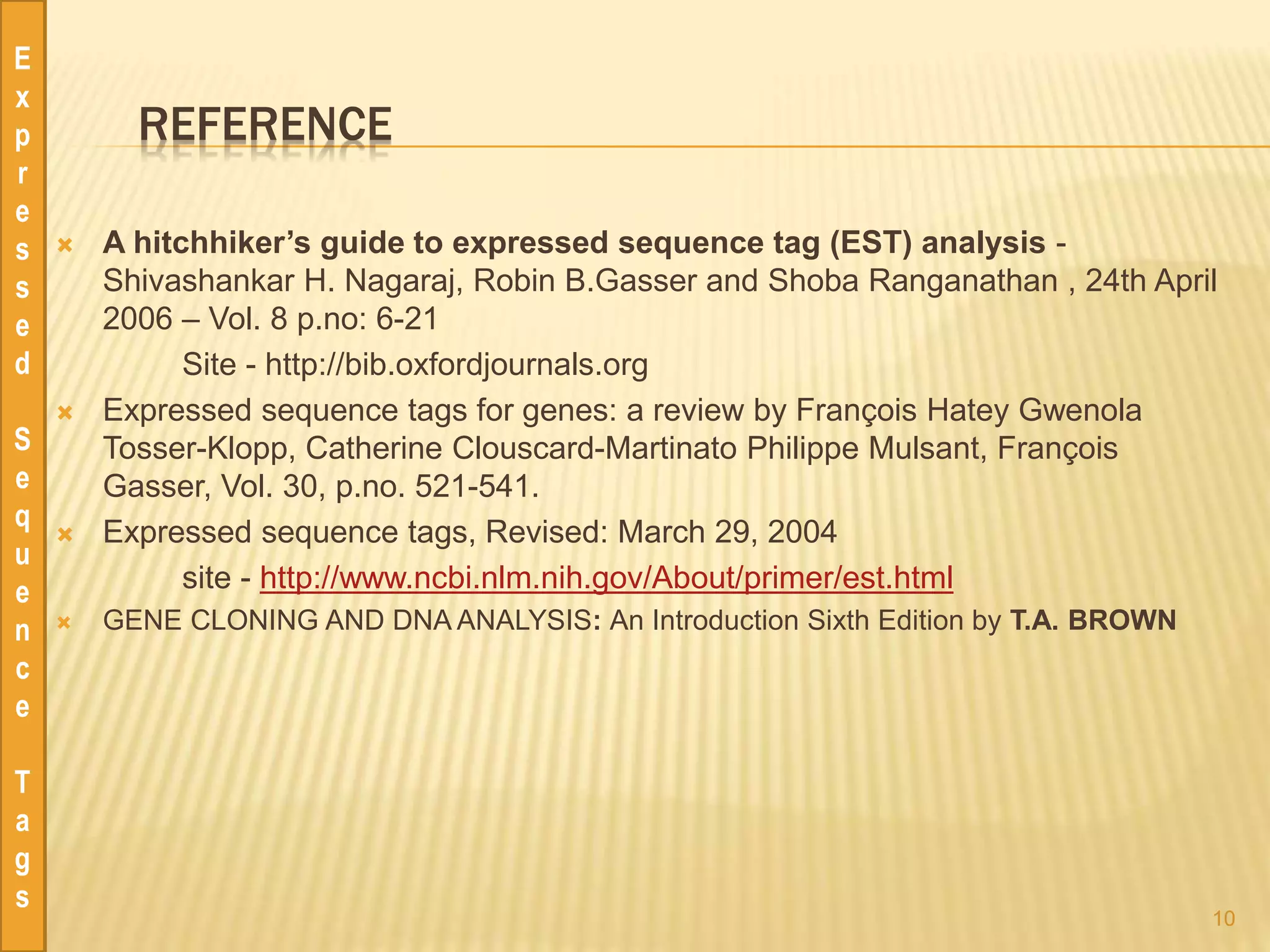 Expressed sequence tag (EST), molecular marker | PPT Expressed sequence tag (EST), molecular marker | PPT