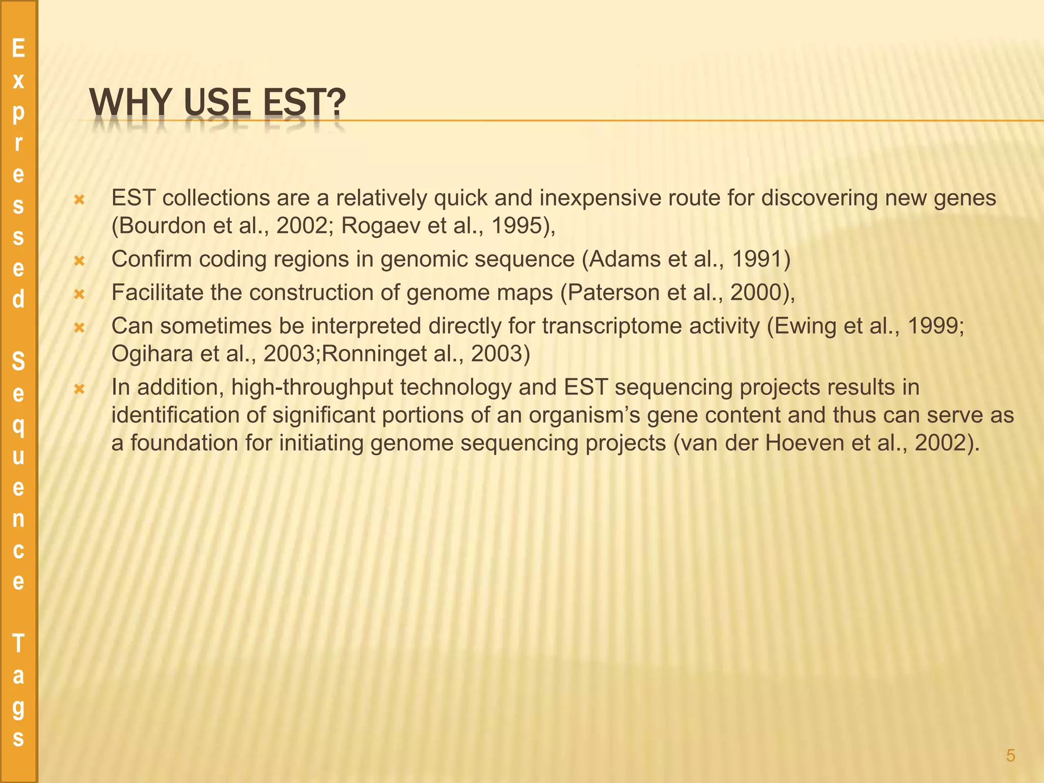 Expressed sequence tag (EST), molecular marker | PPTX Expressed sequence tag (EST), molecular marker | PPTX