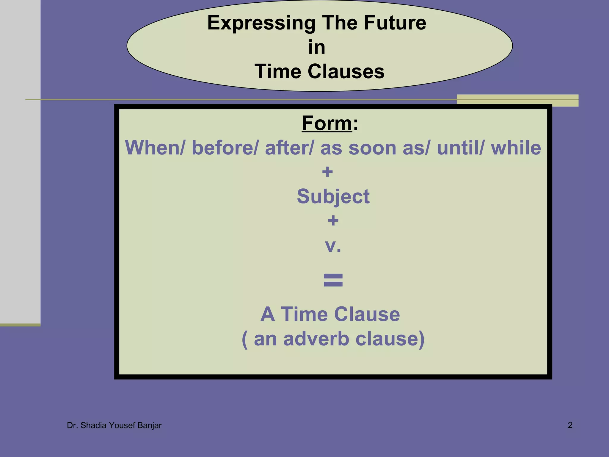 Expressing The Future In Time Clauses | PPT