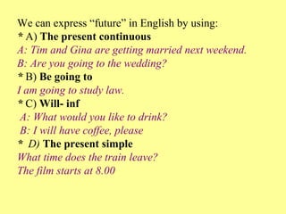 Expressing future in english.1º Bach. | PPT