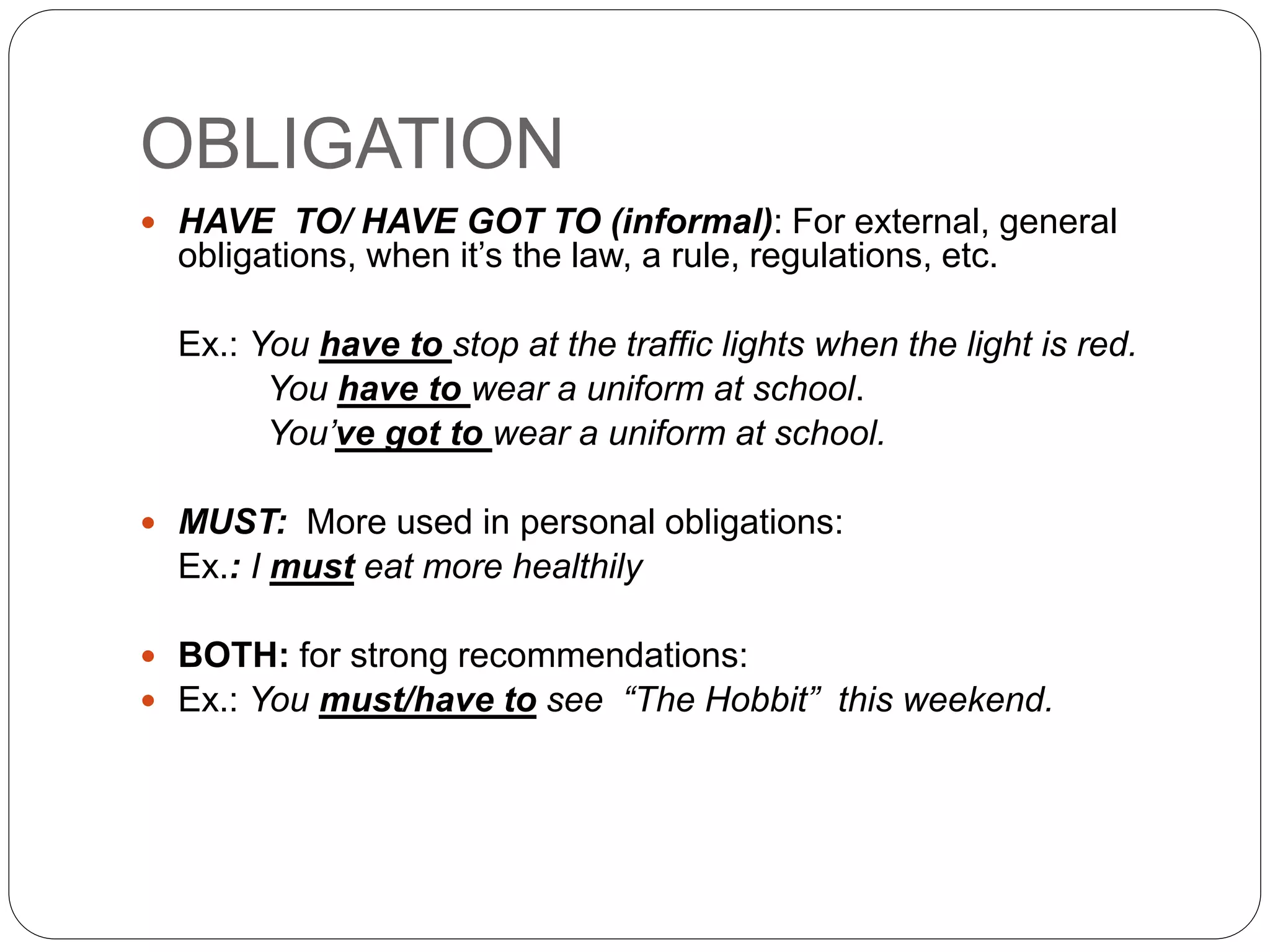 Expressing obligation | PPTX