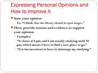 Expressingopinion chp ii | PPT