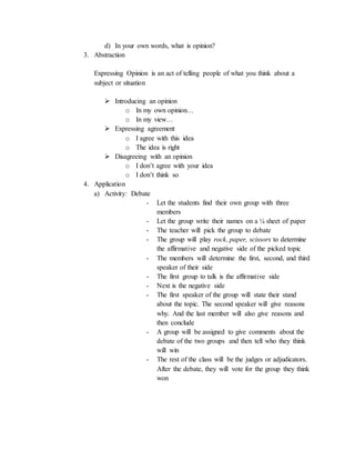 Expressing opinion lesson plan | DOCX
