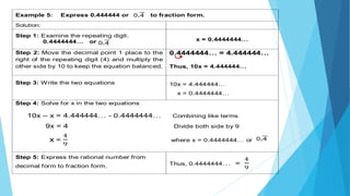 Expressing Rational Numbers from Decimal Form to Fraction Form | PPTX