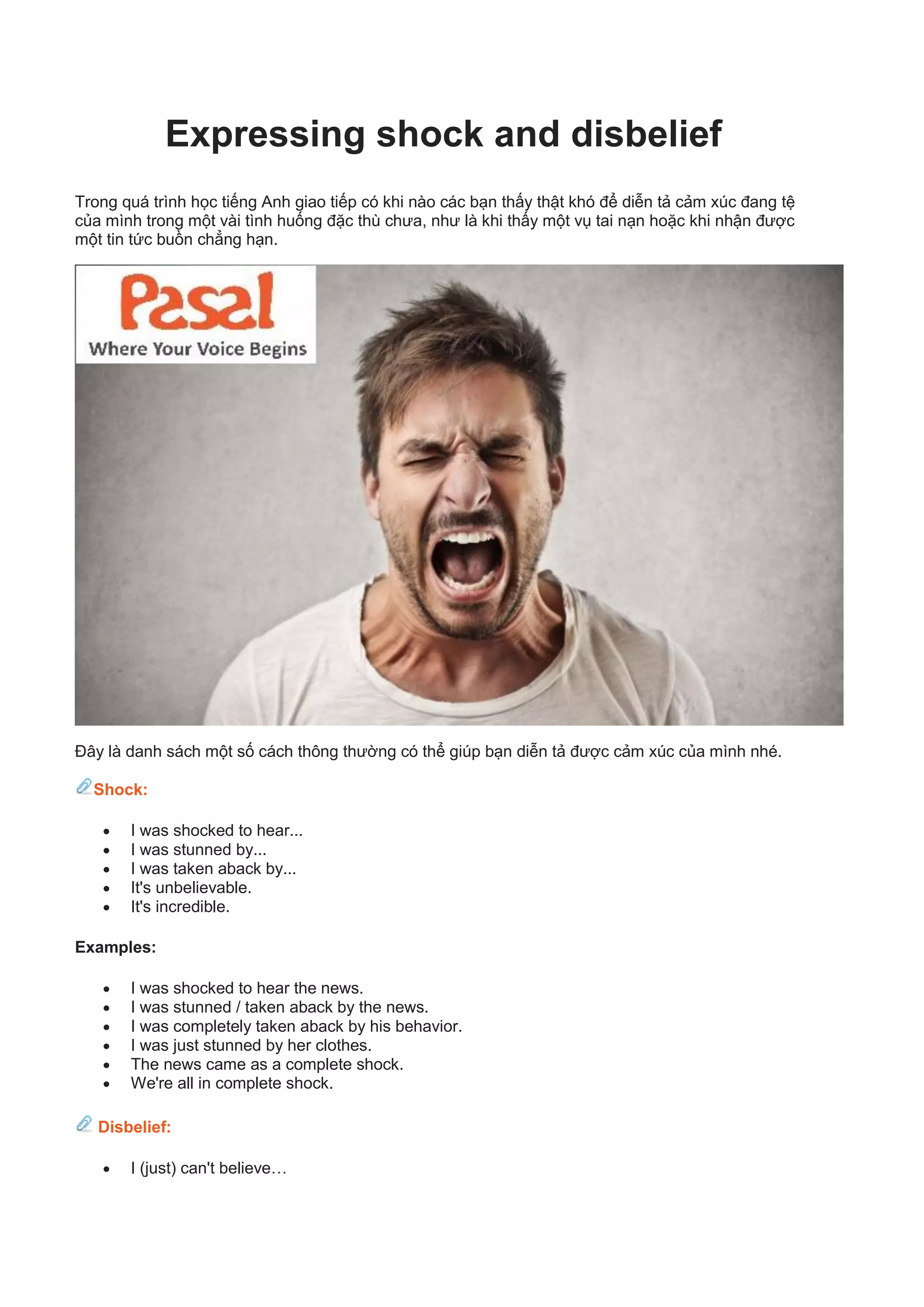 Expressing shock and disbelief | PDF