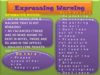 Expressing warning, advice, permission | PPT